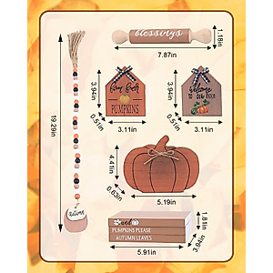 DN DECONATION 8 Pcs Fall Tiered Tray Decor Set,Fall Decorations for Home,Wooden Pumpkin Decoration, Thanksgiving Wooden Table Signs,Fall Book Stack Decor,Home, Table, Farmhouse, Gifts