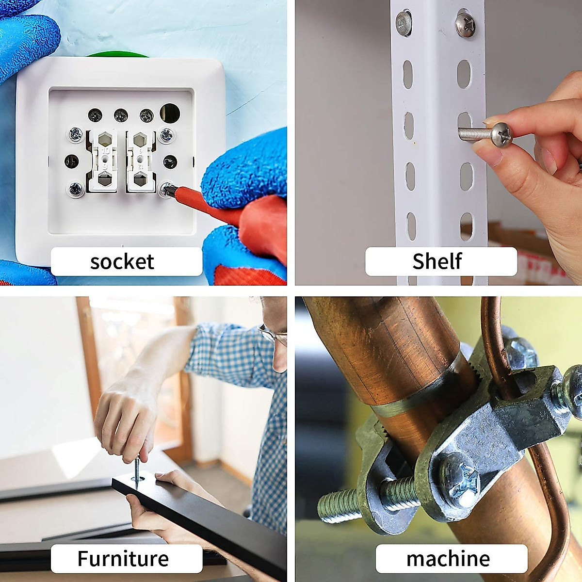 Yinpecly M5 x 40mm Machine Screws Pan Phillips Cross Head Screw 304 Stainless Steel Fasteners Bolts Silver Gray 10Pcs