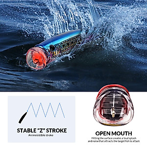 THKFISH Popper Lures Saltwater Tuna Popper Topwater Fishing Lures for Surf Fishing Bass with 3D Eyes for GT Tuna Large Fish 5.9in GREEN-1PC