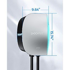 ShockFlo S1 Level 2 EV Charger (40A), NEMA 14-50 Plug or Hardwired EV Chargers for Home Level 2, UL/Engery Wi-Fi and Bluetooth Enabled EVSE Indoor/Outdoor EV Charger Use with 17ft Cable and RFID Card