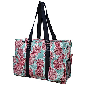 NGIL All Purpose Organizer 18" Large Utility Tote Bag 2018 Spring Collection (Summer Pineapple Navy)