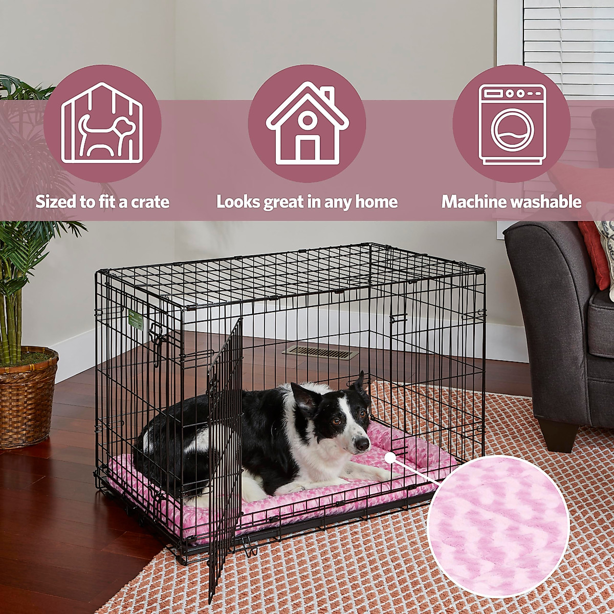 MidWest Homes for Pets Bolster Dog Bed 18L-Inch Pink Dog Bed or Cat Bed w/ Comfortable Bolster | Ideal for "Toy" Dog Breeds & Fits an 18-Inch Dog Crate | Easy Maintenance Machine Wash & Dry