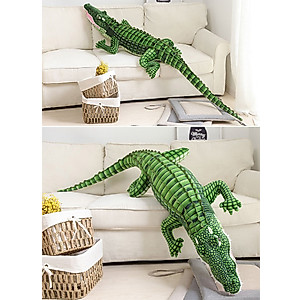 MMTTAO Alligator Plush Toy Realistic Crocodile Stuffed Animal 39 Inch Jumbo Animal Stuffed Soft Plushies Cute Dolls Collection Huggable Throw Pillow Cushion Gift for Kids Children Boys Girls, 39Inches