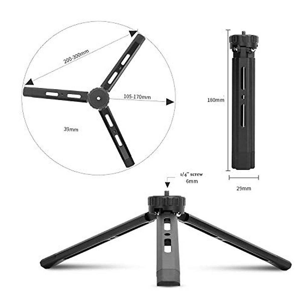 EaxanPic Aluminum Mini Tripod,Desktop Tabletop Stand Tripod for Zhiyun Smooth Q/4, Crane Plus/2, Osmo Mobile, Ronin-S, Vimble 2,Gimbal Handle Grip Stabilizer Tripod