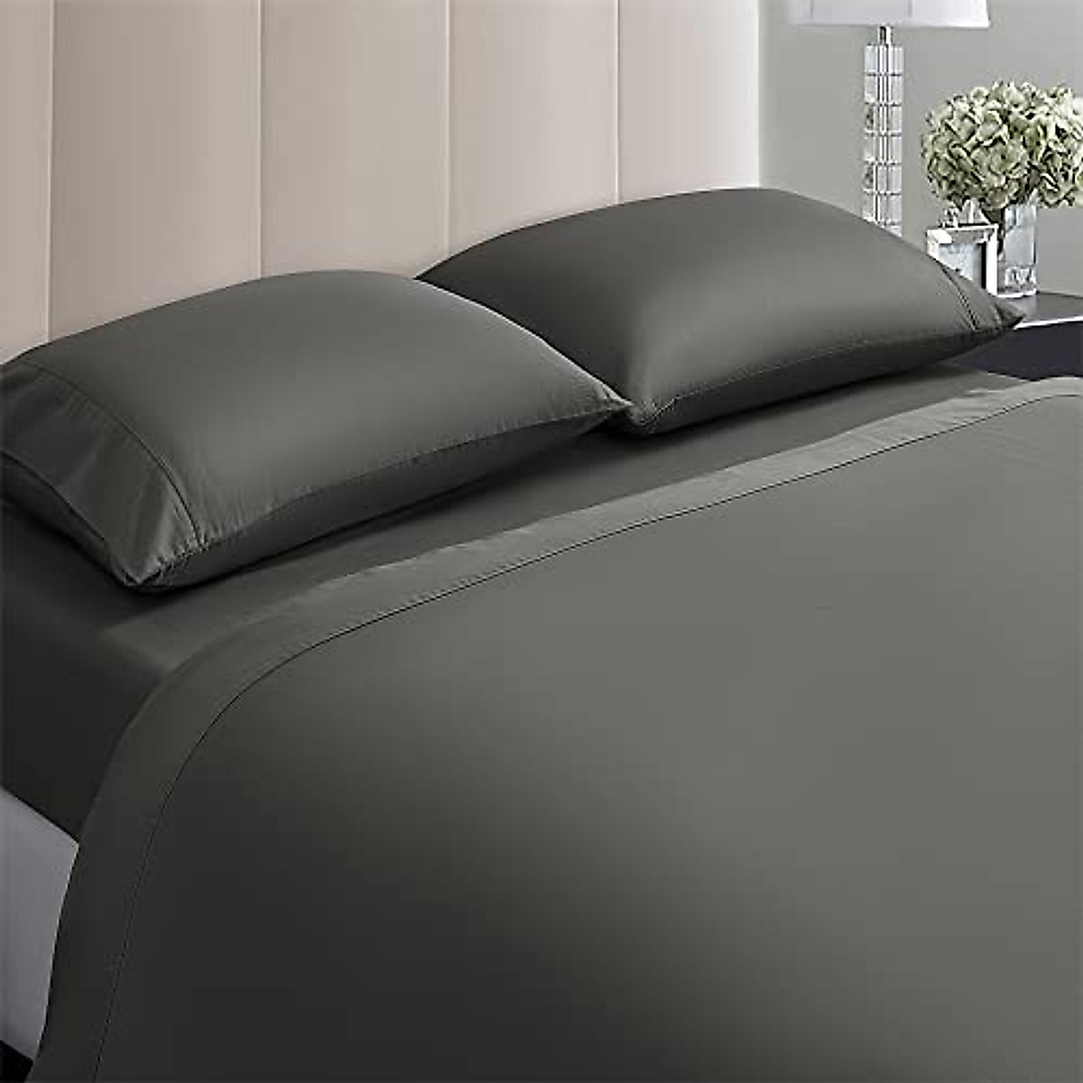 100% Egyptian Cotton Sheets Queen Size,1000 Thread Count Luxury Heavy Bed Sheets Set,Hotel Quality Sateen Weave,Very Smooth Soft with 18" Deep Pocket Sheets 4Pc Set (Charcoal Grey, Queen)