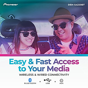 Pioneer DEH-S4220BT Single-Din Bluetooth CD Receiver with USB/AUX Inputs, Pioneer Smart Sync, and Hands-Free Calling for Enhanced in-Car Audio Experience