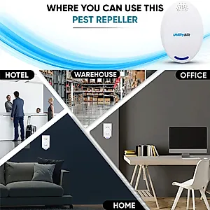 UtilityBilt Ultrasonic Pest Repeller indoor 4 Pack Pest Repellent Ultrasonic Plug in for Home and Kitchen | Mouse Repellent | Eco-Friendly Safe for Humans, Bug Repellent for Pest Control, mice, Spider