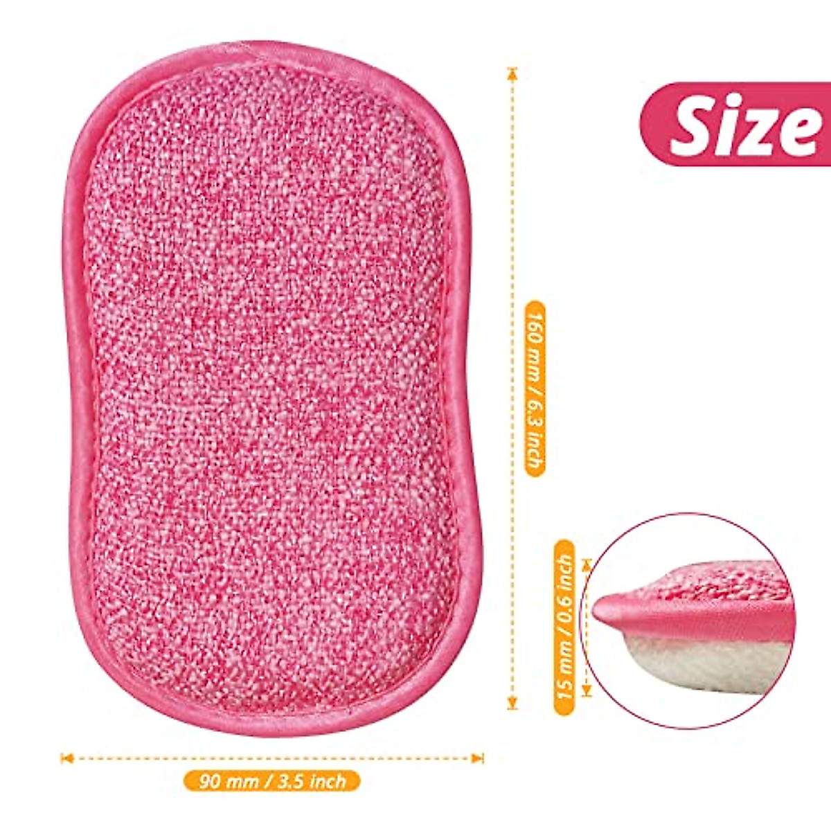 DEFUTAY 3 PCS Kitchen Scrub Sponge, Heavy Duty Scouring Pads, Washing Up Cleaner,Household Cleaning Wash Cloth with Adhesive Hooks（Color Random）