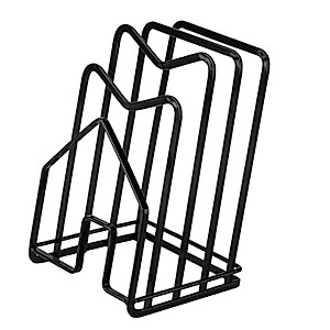 Topyond Cutting Board Rack, Chopping Board Storage Rack Multifunctional Pot Pan Lid Stand Holder,Iron Good Ventilation Kitchen Countertop Organizer(Black)
