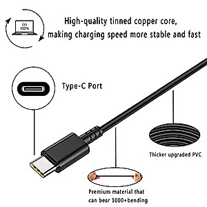 USB-C 65W 45W AC Replacement Charger fit for Lenovo ThinkPad T480 T490 T580 ADLX65YDC2A ADLX65YLC2D ADLX65YDC3A ADLX65YDC2D chromebook 2nd Gen S330 65W Laptop Power Supply Adapter Cord