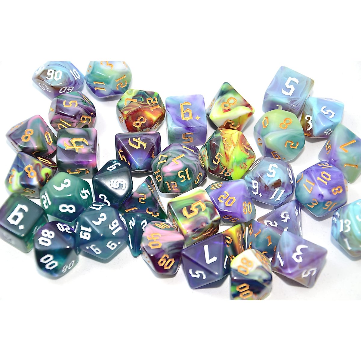StarMall DND Dice Set-5 x 7 (35 Pieces) Polyhedral Dice Sets with Pouches for Dungeons & Dragons RPG MTG DND Roll Playing Table Game