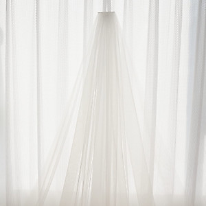 Vintage Floral Wedding Veil, One Layer Cathedral Bridal Veil, Lace Appliqued Soft Tulle Long Veil, Dramatic Bridal Accessory (118inches, Offwhite)