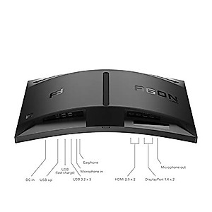Porsche Design Agon PD27 27" Gaming Monitor, 1000R Curved QHD (2560x1440), 240Hz 0.5ms, DisplayHDR 400, Light FX, Quick Switch Keypad, Low Input Lag, Height-Adjust, 4Yr Re-Spawned, Black