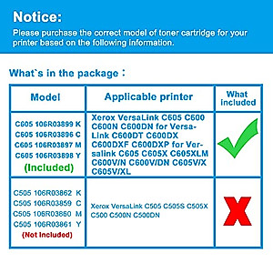 LCL Remanufactured Toner Cartridge Replacement for Xerox VersaLink C605 C600 C600N C600DN 106R03899 106R03896 106R03897 106R03898 (4-Pack Black, Cyan, Magenta, Yellow)