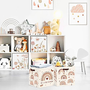 Clastyle 3 Pcs Boho Rainbow Kid Storage Bin Large Butterfly Girl Toy Basket for Clothes Book Gift Storage Box with Handle for Office Home Bedroom Nursery