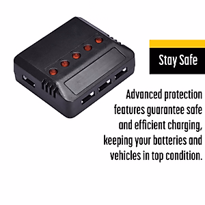 Top Race Drone Batteries - RC Charger 1-6S AC/DC 80W and Battery Charger DC 3.7V 1S 1 Cell RC Charger Micro 5 Ports with LED Indicator - Drone Battery Charger - Wide Type Compatibility Remote, Droid