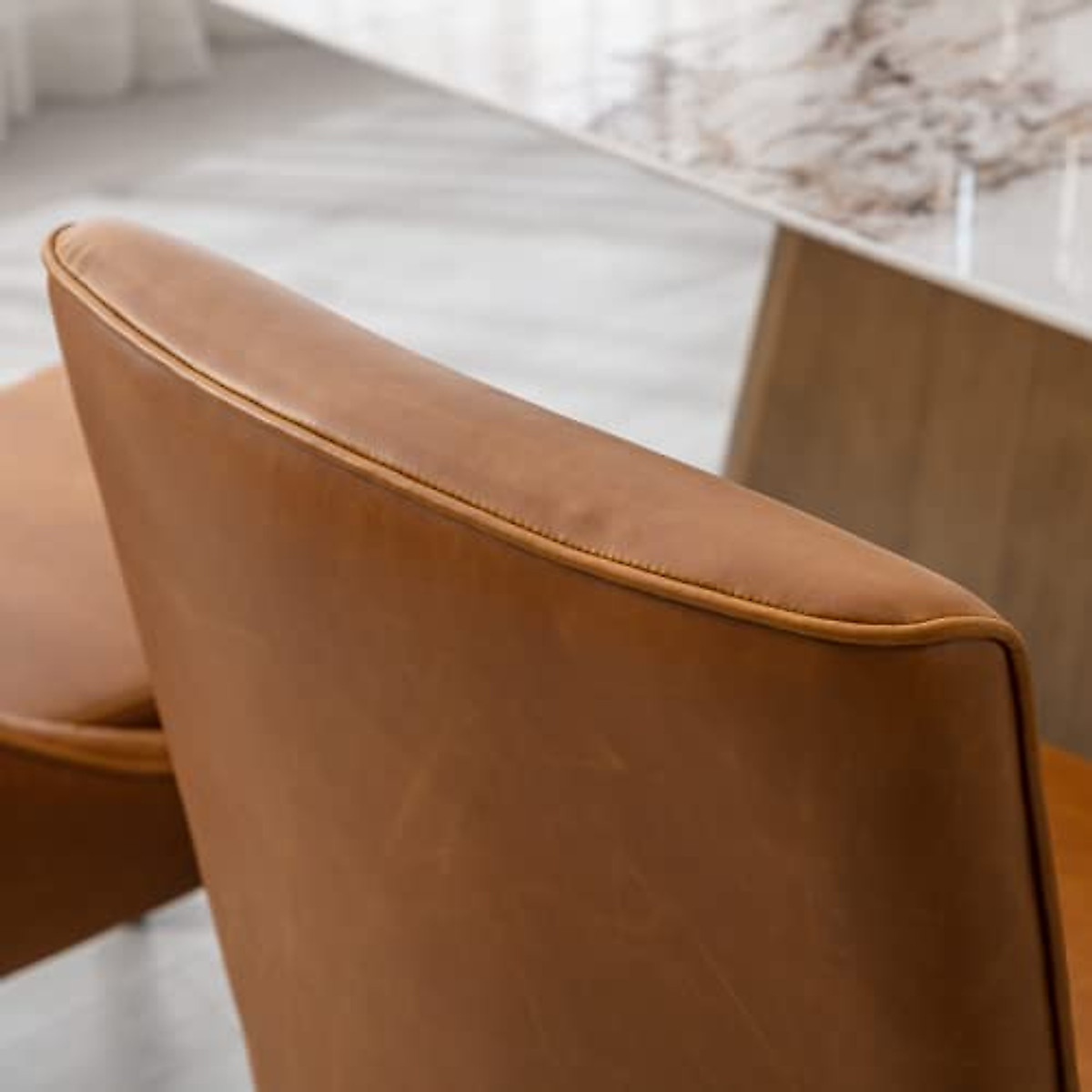 chairus Dining Chairs Set of 2 PU Leather Dining Room Chairs Modern Side Chair with Brown Wood Legs Comfy Upholstered Chair for Kitchen Lving Room Bedroom, Brown