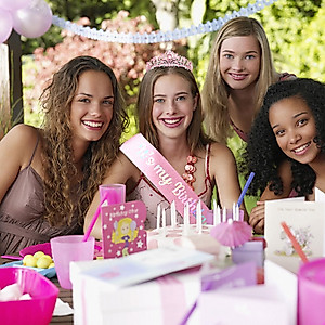 ACO-UINT Pink Birthday Crown for Women, Birthday Headband Birthday Sash Birthday Tiara, Birthday Girl Crown Birthday Queen Tiara Decorations Birthday Gifts