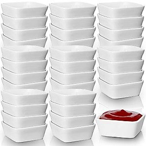 50 Pieces Ceramic Dipping Bowl Set, 1.5 oz White Soy Sauce Dish for Sauces Condiments Sushi Vinegar BBQ Party Dinner Serving Bowls Set, Oven Safe