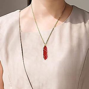 ZZ ZINFANDEL Carnelian Crystal Necklace Natural Carnelian Gemstone Necklace for Women Orange Carnelian Necklace Jewelry (Style5)