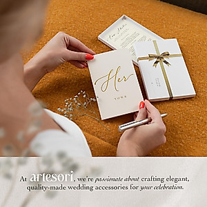 ARTESORI Wedding Vow Book for Her, Soft Touch, Gold Foil Engraving & 28 Lined Pages - Wedding Vow Books His and Hers, Wedding Essentials, Wedding Registry Ideas - Wedding Day Gifts, Bride Book [Ivory]