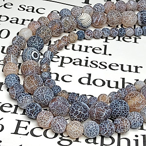 YU AAA Natural Frost Matte Brown Dragon Dream Cracked Fire Agates Stone Loose Spacer Beads for Jewelry Making DIY Charm Bracelets T309 (Item Diameter : 8mm 45-46pcs)