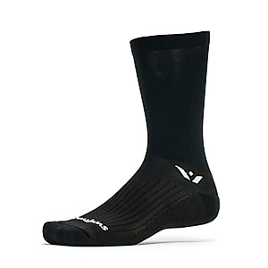 Swiftwick- PERFORMANCE SEVEN Cycling Socks, Lightweight Crew (Black, Medium)