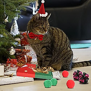 JUNSPOW Christmas Cat Costume Outfit Set Pet Christmas Costume Santa Christmas Hat Christmas Cat Collar for Puppy Kitten Christmas Party Costume Supplies