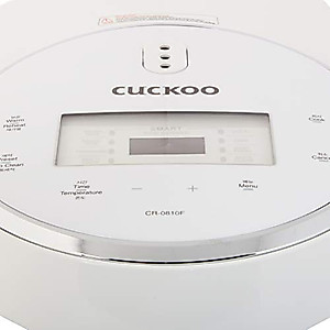CUCKOO CR-0810F | 8-Cup (Uncooked) Micom Rice Cooker | 9 Menu Options: White Rice, Cake, Soup & More, Nonstick Inner Pot, Designed in Korea | White