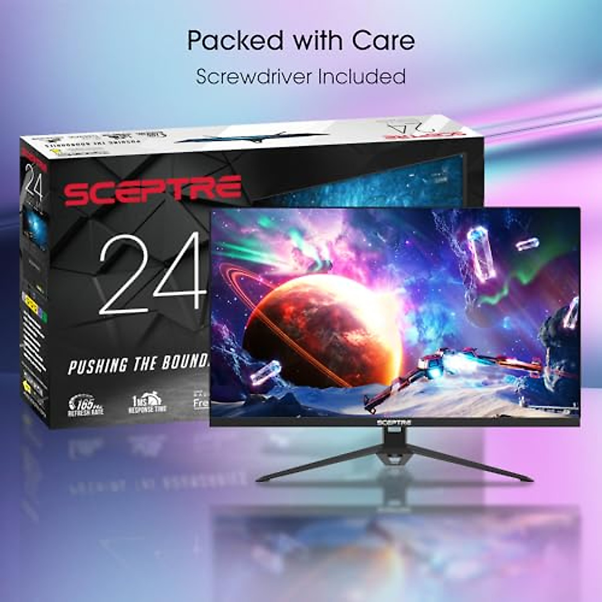 Sceptre IPS 24” Gaming Monitor 165Hz 144Hz Full HD (1920 x 1080) FreeSync Eye Care FPS RTS DisplayPort HDMI Build-in Speakers, Machine Black 2020 (E248B-FPT168),IPS 24" 165Hz