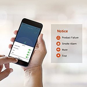 Jemay Smart Smoke Detector Receive Alerts with App, Wireless Wi-Fi Smoke Alarm with Self-Check Function, Fire Alarm with Photoelectric Sensor, Replaceable Lithium Battery & Silence Button