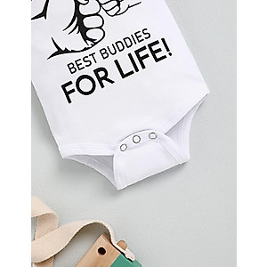 TUEMOS Baby Boy Clothes Daddy and Me The Best Buddies for Life Letter Print Romper Top+Pant with Hat Baby Boy Summer Outfits 3-6 Months