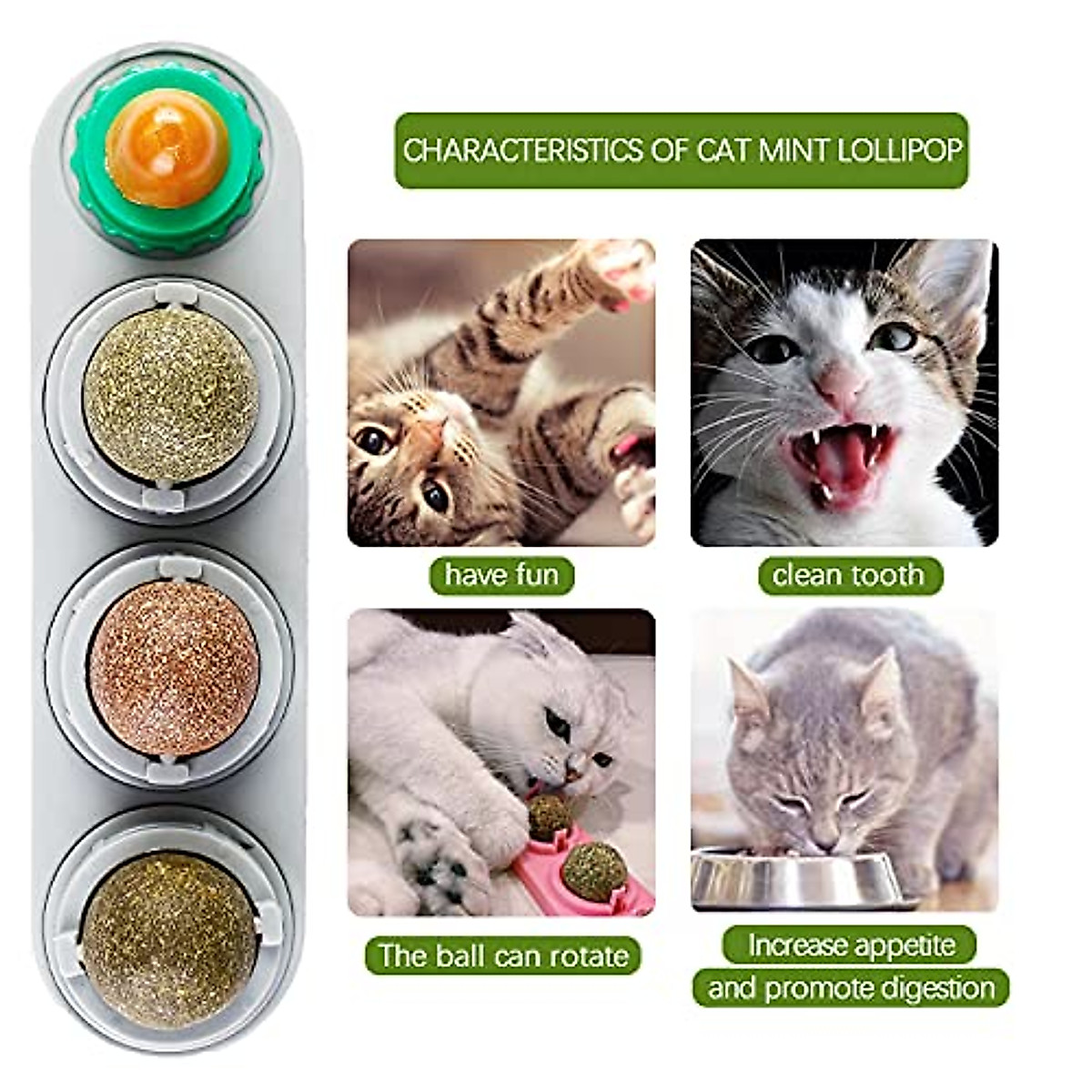 Bisogoon Catnip Toys, Catnip Wall Ball Toy, Cats Catnip Edible Balls, Natural Interactive Toy, Licking Treats Toys for Cats Kitty, Catnip Wall Toys (Blue)
