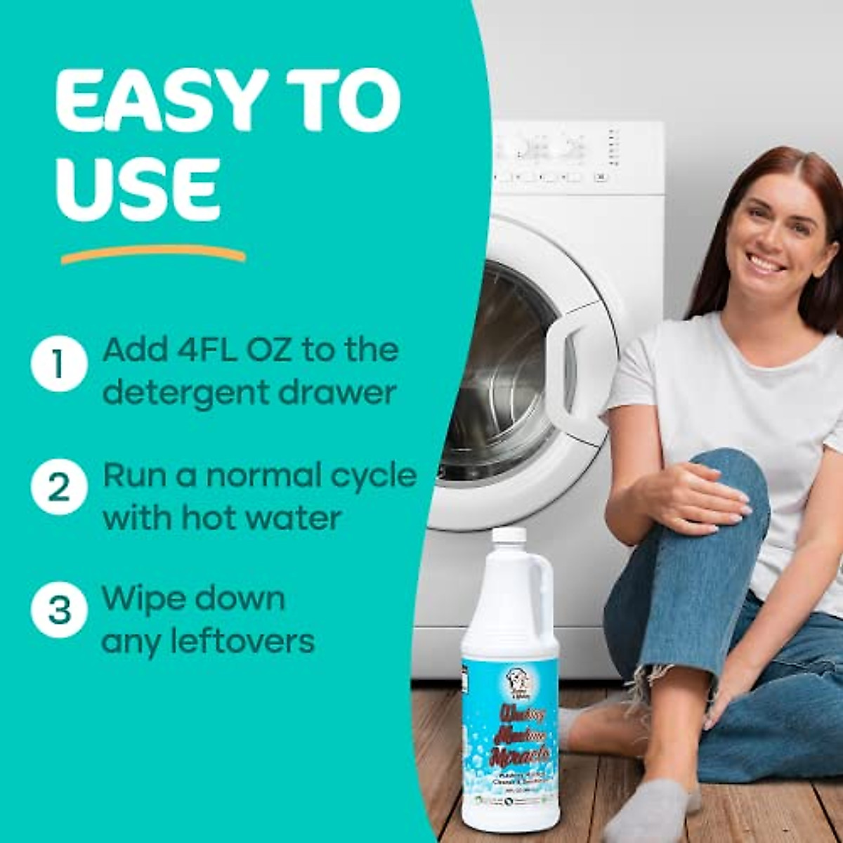 Sunny & Honey Liquid Washing Machine Cleaner & Deodorizer - Top & Front Load Washer Cleaner - 32 fl oz Washing Machine Deodorizer