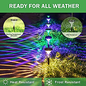 solebell Solar Outdoor Pathway Light, Multicolored 10 Modes RGB Color Changing, IP65 Waterproof Solar Powered Lights, Solar Powered Landscape Path Lights for Garden, Lawn, Yard, Patio etc, 6 Pack