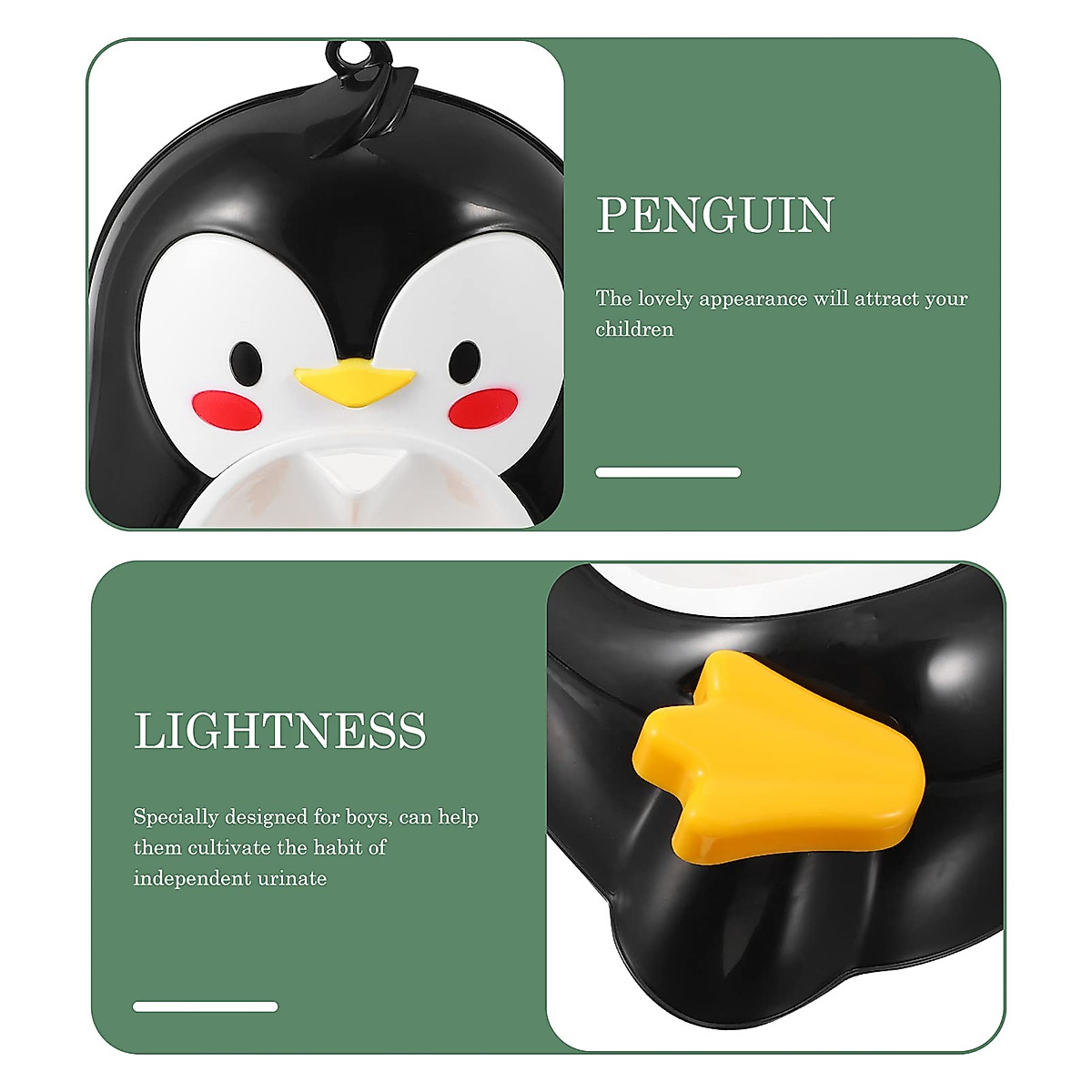 Urinal Pee Trainer Potty Training Urinals Penguin Standing Potty Training Urinal Kids Urinal Trainer for Boys with Fun Aiming Black Childs Urinal