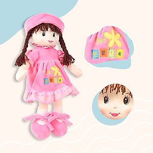 Linzy Plush 17.5'' Pink Niobe Sweet Cakes Rag Doll for Girls, Soft Plush Doll,Sleeping Cuddle Buddy for Toddlers, Muñecas de Trapo para Niña