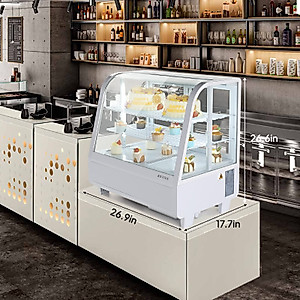 ROVSUN Refrigerated Display Case 3.5 Cu.Ft, Display Refrigerator Commercial Countertop Refrigerator w/LED Lighting Auto Defrosting Air-cooling Rear Door for Cafe Restaurant NSF ETL Certified, White