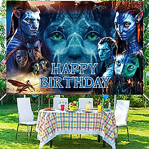 Avatar Birthday Party Decorations Banner,Avatar Party Supplies Decorations Backdrop,Kids Birthday Decoration ,Avatar 2 Character James Neytiri Background for Photo Booth Props（6 x 3.6ft）