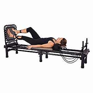 Stamina Products AeroPilates Reformer 651 Whole Body Resistance Workout Machine for Home Gym with 10 Inch Stand and Foldable Frame with Wheels
