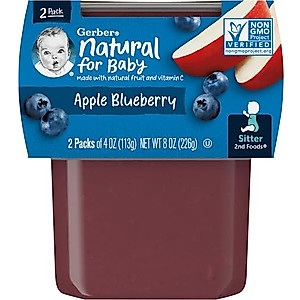 Gerber Baby Food Apple Blueberry, 4 Oz, 2 Ct Tubs