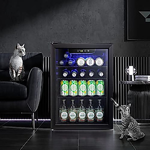 ZAFRO Wine Cooler Refrigerator 120 Cans for Drink or Wine Low Noise Noble Black Freestanding Wine Refrigerator for Appartment or Kitchen