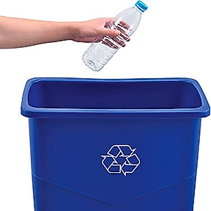 Global Industrial 23 Gallon Slim Recycling Container, Blue