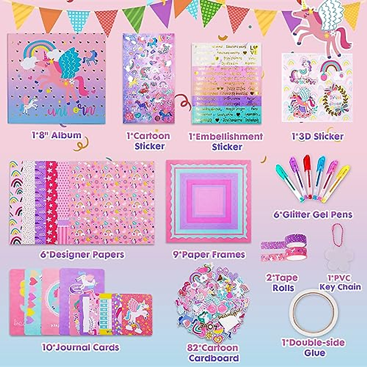 DIY Journal Kit for Girls, Personalized Diary & Scrapbook Stuff for Teens Girls, Decorate Your Planner/Organizer, Journaling Arts Craft Kit Birthday Gifts Ideas for Girls Ages 6-15 Years Old