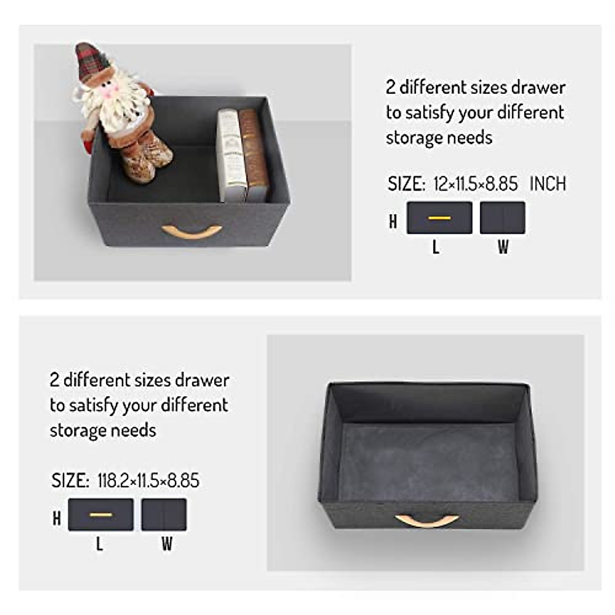 ROMOON Dresser Organizer with 5 Drawers, Fabric Storage Drawer Unit, Dresser Tower for Bedroom, Hallway, Entryway, Closets, Nursery - Wide Dark Gray