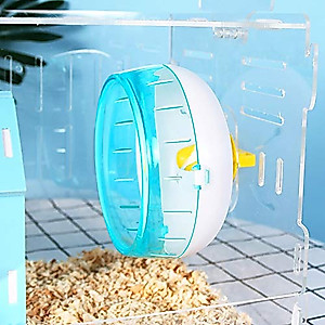 5.5 inch Silent Hamster Exercise Wheels -- Premium PP Material, Quiet Large Spinner Running Wheel for Hamsters Gerbils Mice and Other Small Animals(Blue)