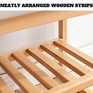 Vadisun Wood Shoe Bench - Mid-Century Modern Storage Bench for Entryway and Living Spaces (Original Wood Colour, 23.62 inch)