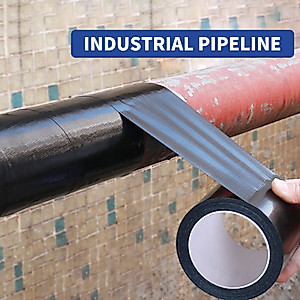 TAPEBEAR Corrosion Protection Pipe Tape, Wrap Pipe Tape for Drain Pipe, Metal Electrical Outdoor Underground Pipe, Waterproof PVC Black Tape, Duct Anti-Corrosion and Protection, 2Inch X 33Yard