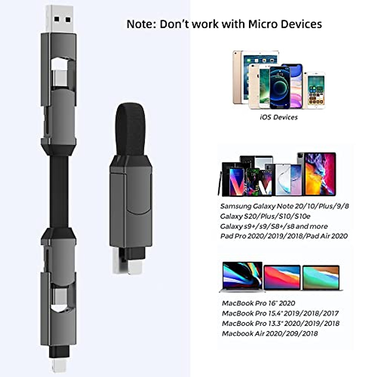CHAFON M3 USB C Cable 60W Multi Charging Cable with Magnetic Keychain