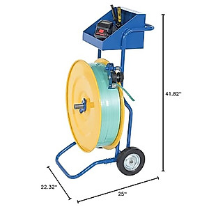 Vestil STRAP-PS-HD Steel Strapping Cart with Powder Coat Finish, 24-7/8" Width, 43" Height, 20-1/2" Depth